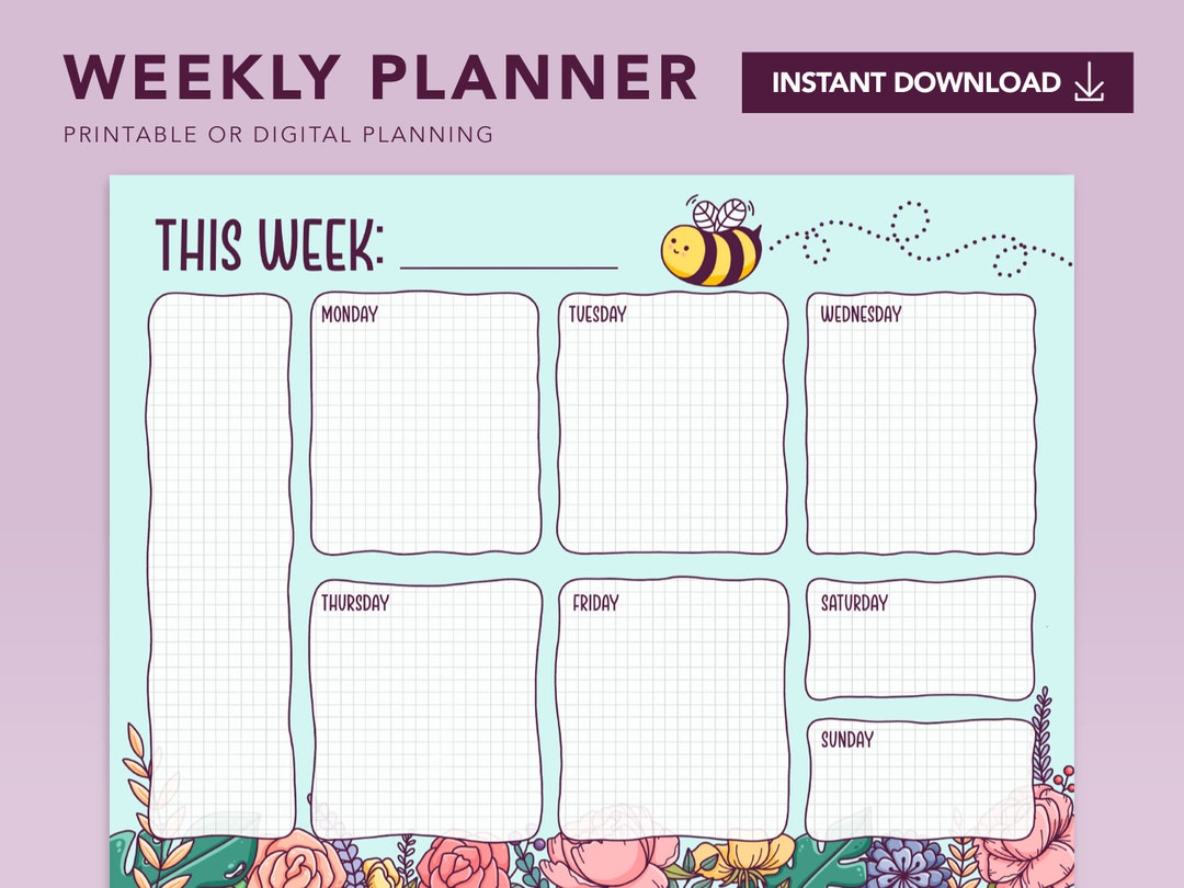 Printable Weekly Planner, Digital Weekly Planner, Printable Planner ...