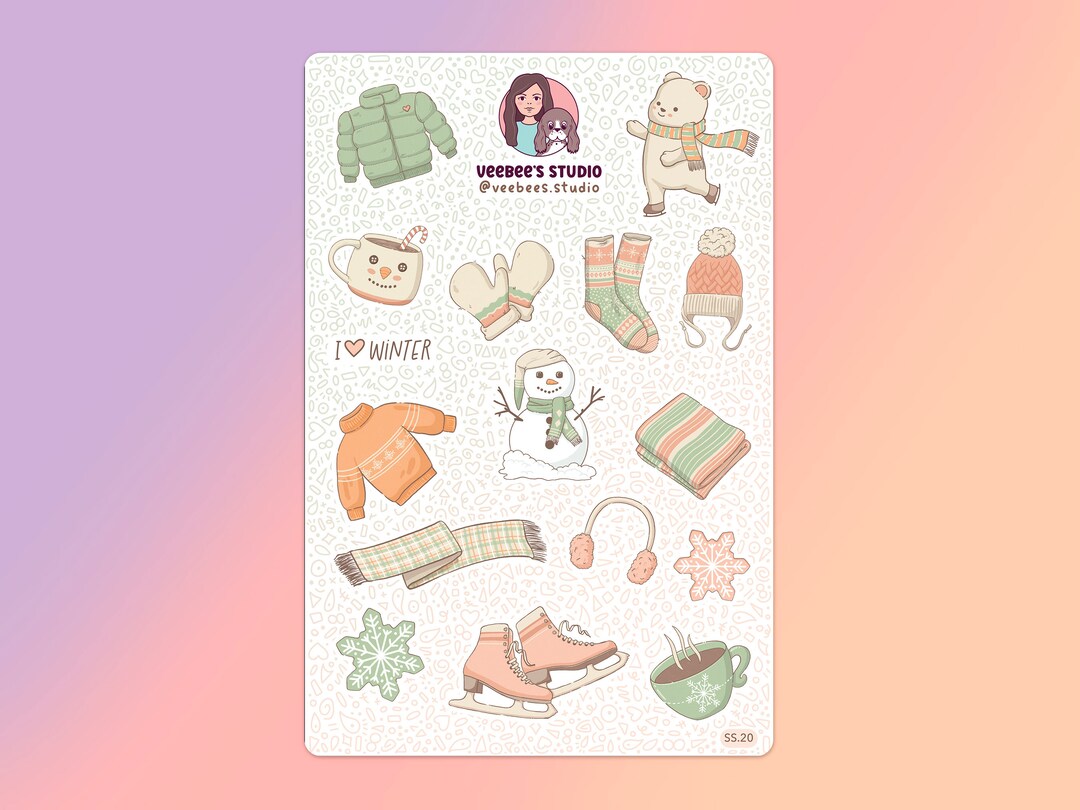 Sticker Sheet Winter Pastel Winter-themed Stickers, Decorative Stickers ...