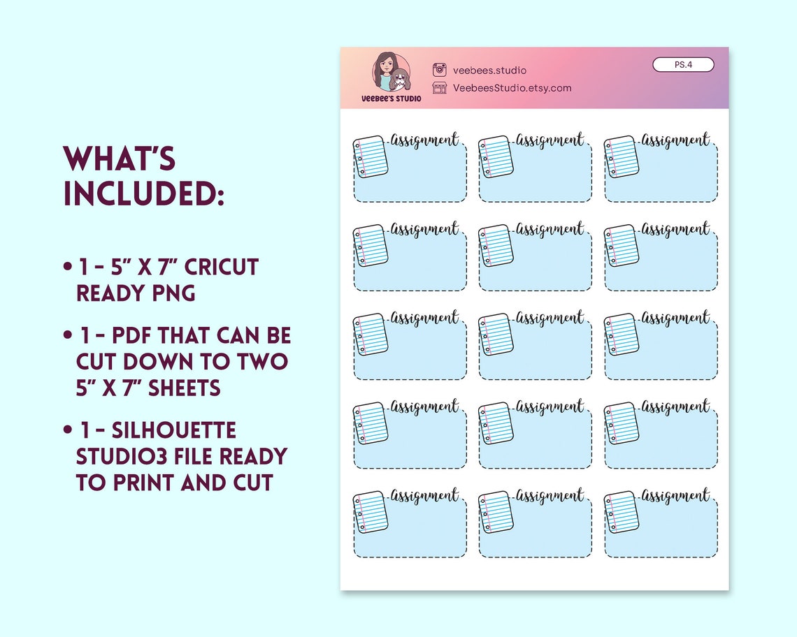 Printable Assignment Homework Student Planner Stickers With - Etsy
