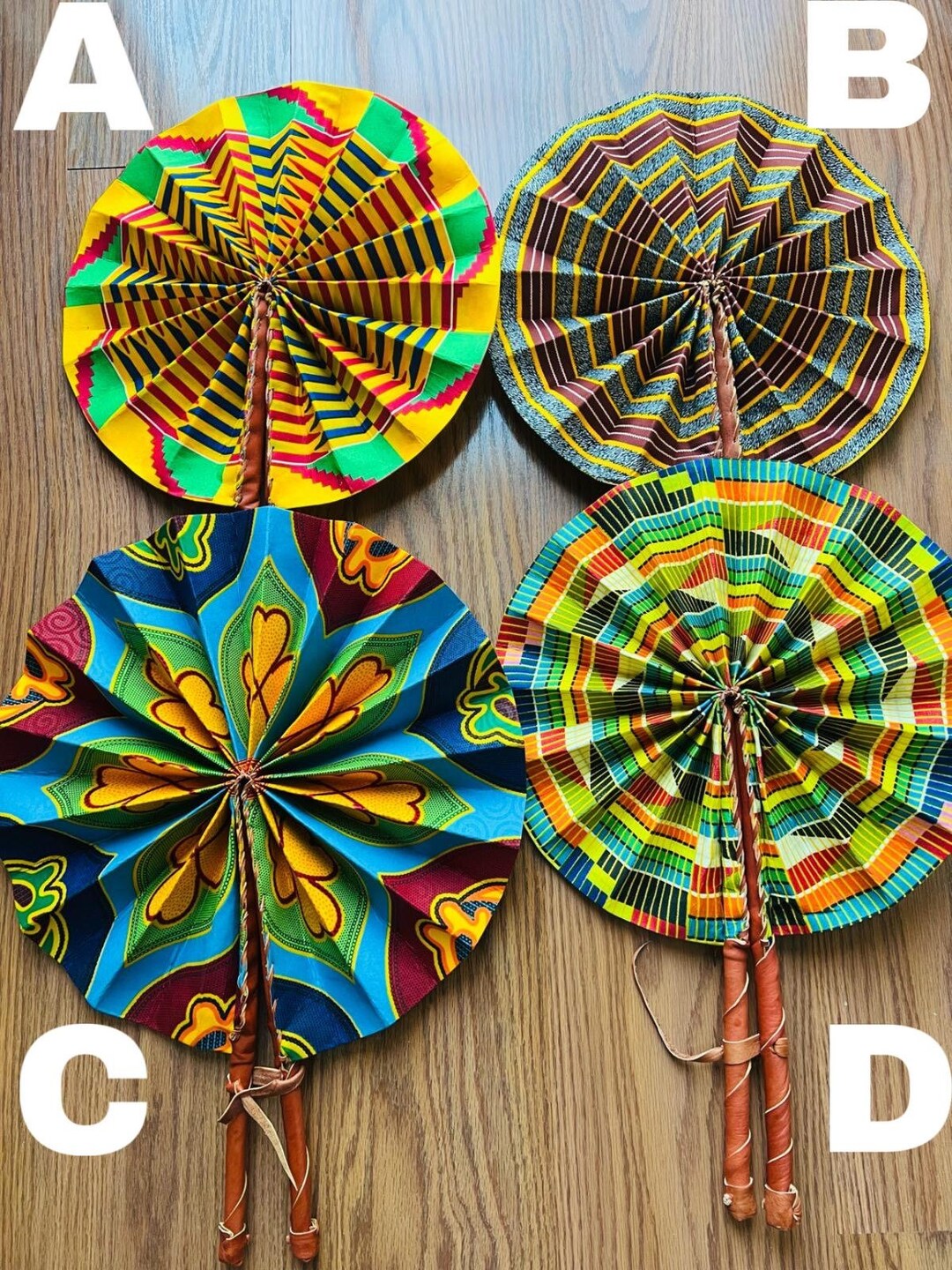 Hand Fan, Africa Fan , Ankara Print, African Print Fans With Leather ...