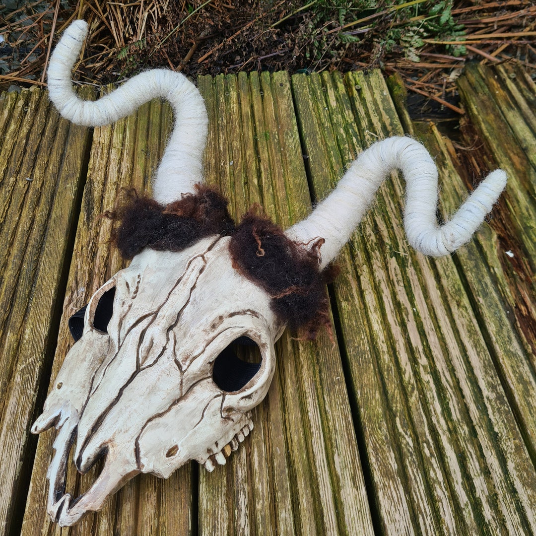Sheep Animal Ram Beast Skull Mask Headdress With Horns - Etsy