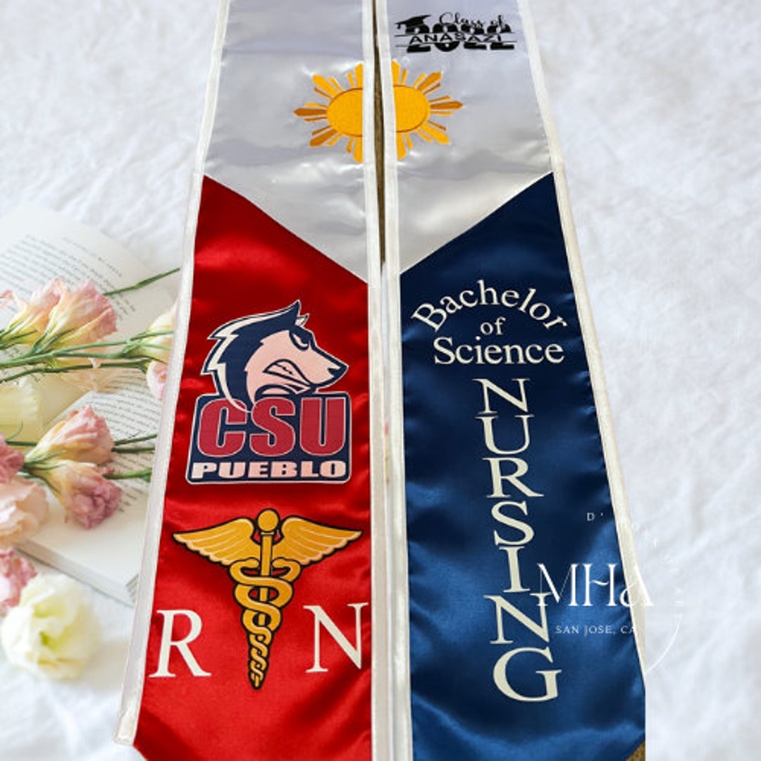 Philippines Sash Sun Embroidered Graduation Stole With Logo White Trim ...