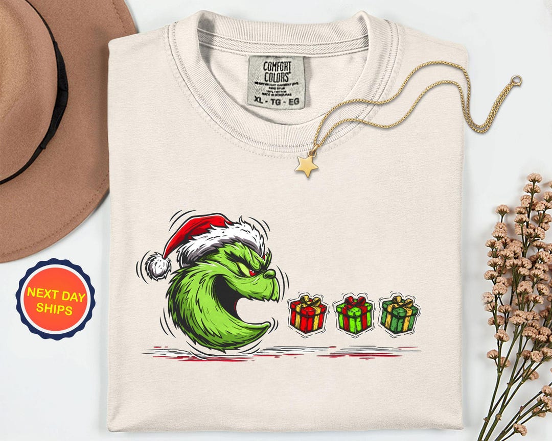 Comfort Colors® Grinch Pacman Eating Christmas Shirt, Merry Christmas ...