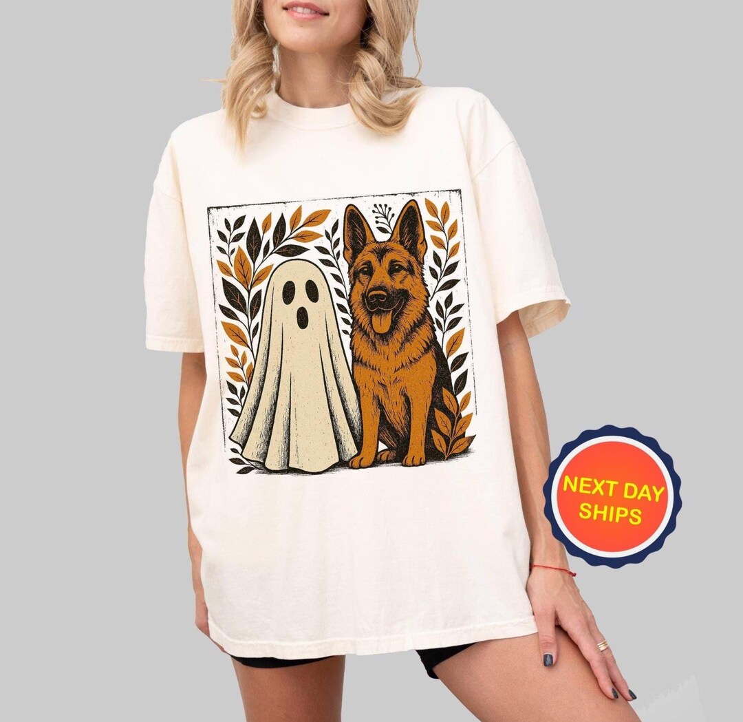 Comfort Colors® Halloween German Shepherd Dog and Ghost Shirt, Cute ...