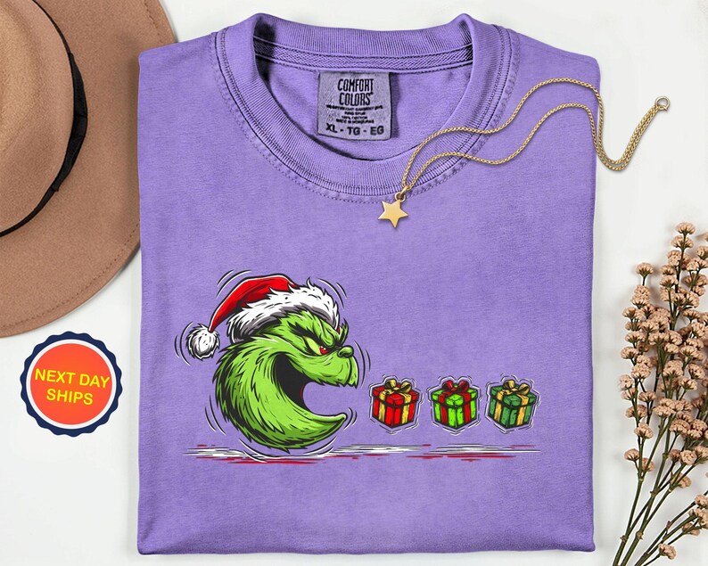 Comfort Colors® Grinch Pacman Eating Christmas Shirt, Merry Christmas ...