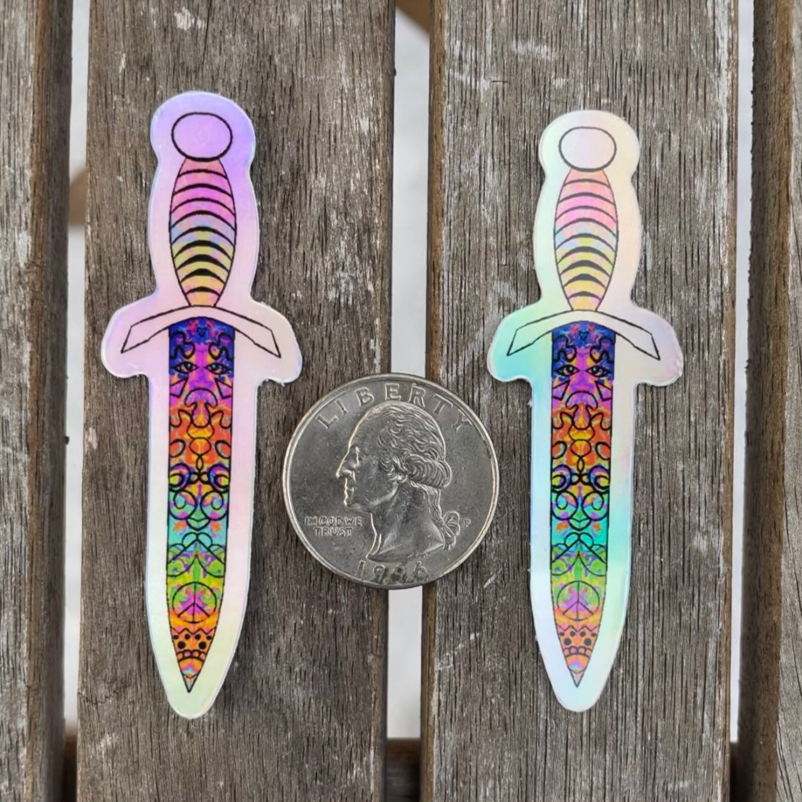 Trippy Rainbow Dagger / Épée Holographique Sticker - Etsy France