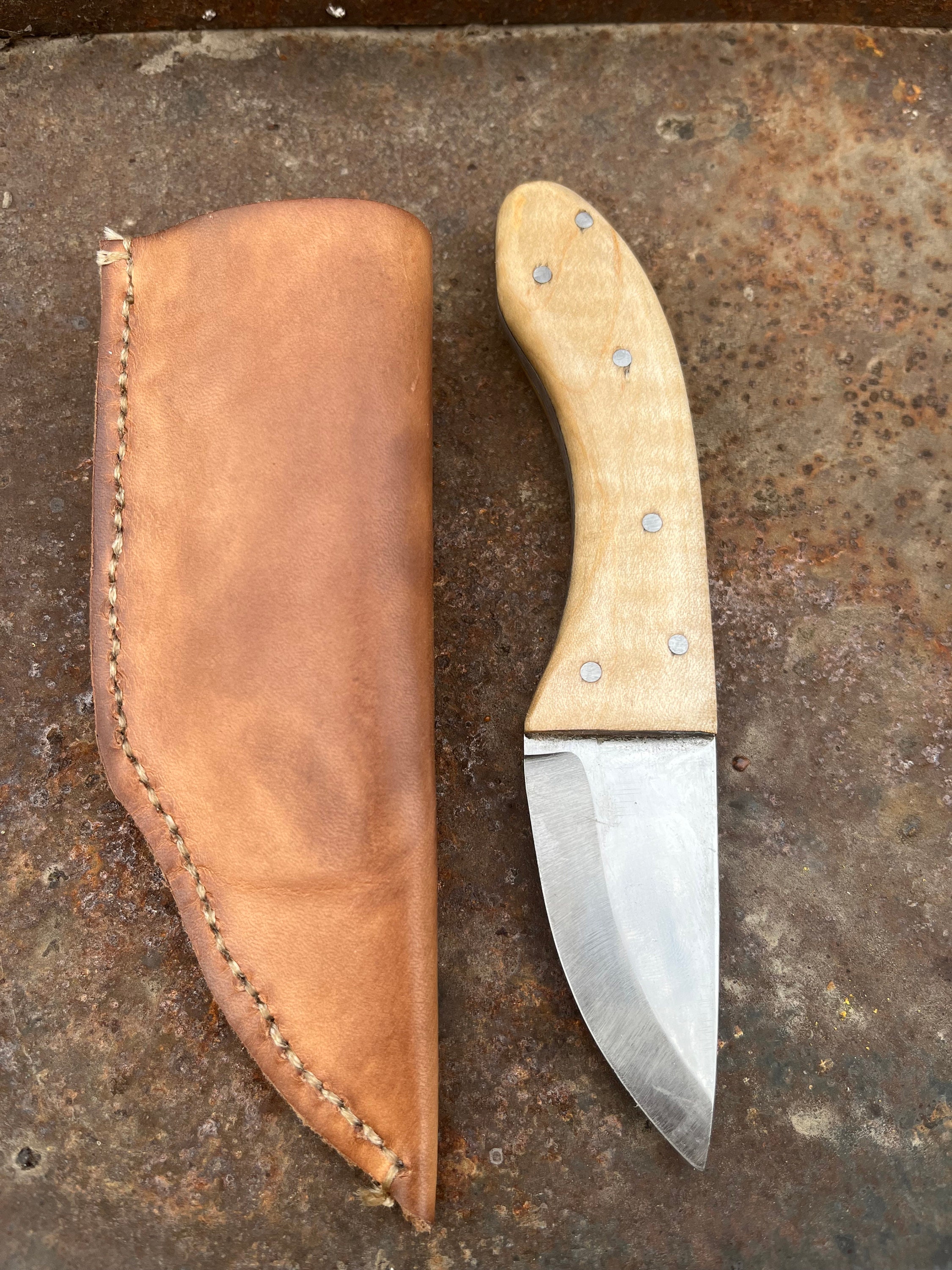 Handforged Sheath Knife With Maple Handle - Etsy