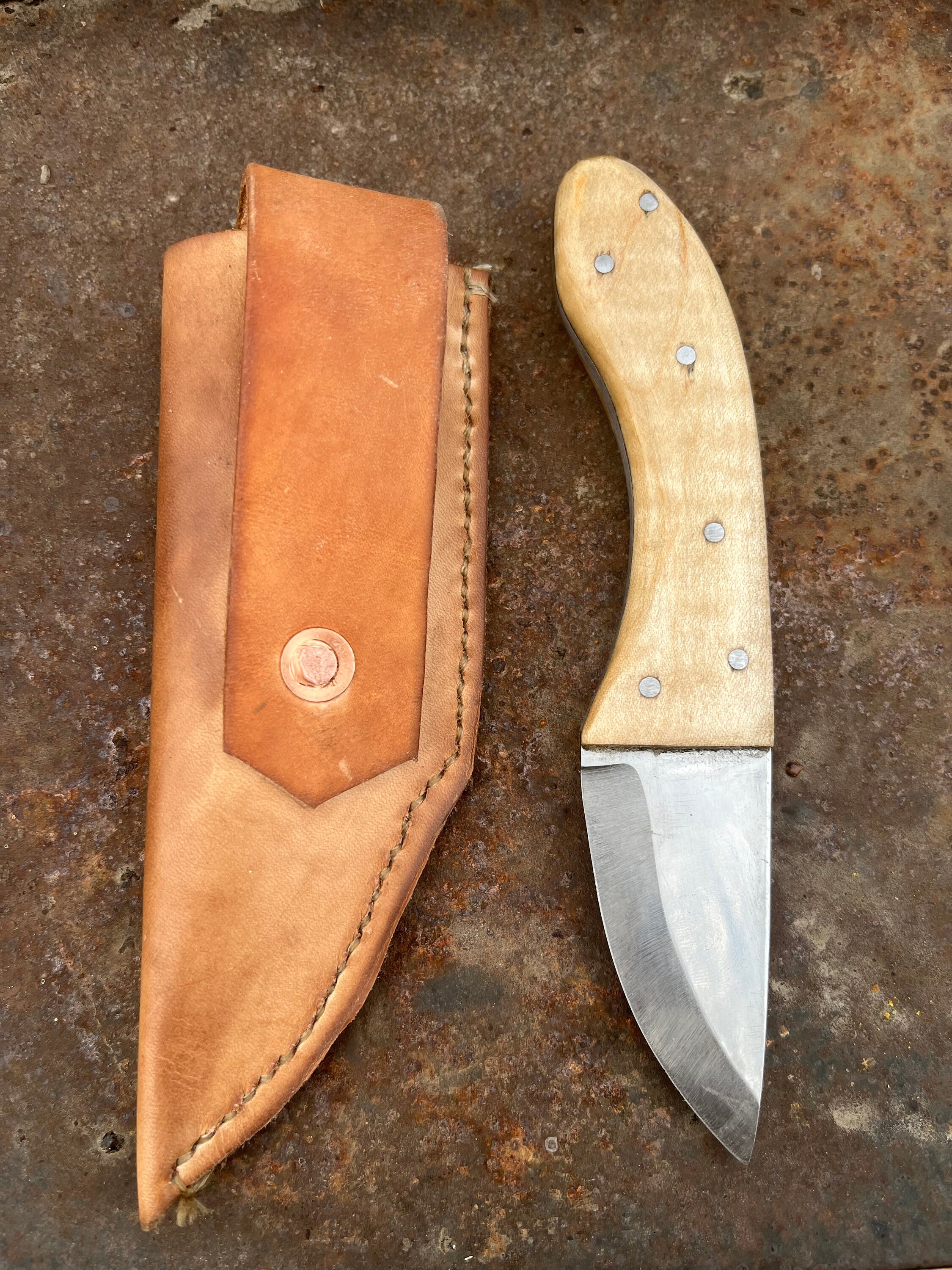 Handforged Sheath Knife With Maple Handle - Etsy