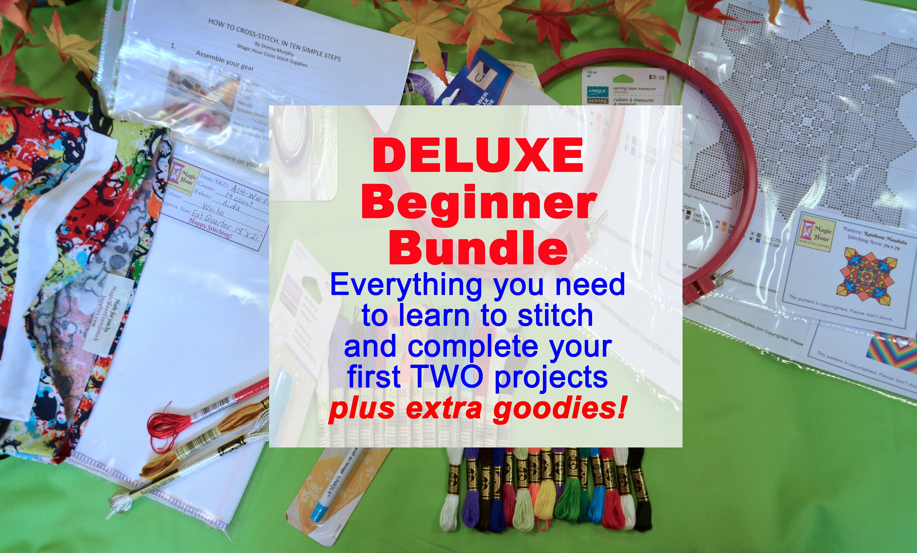 BEGINNER Bundle DELUXE Cross Stitch Supplies Everything you | Etsy