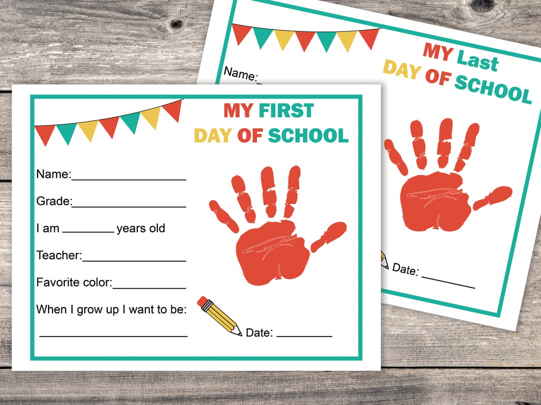 First Day of School Handprint Printable, Back to School Print, First ...