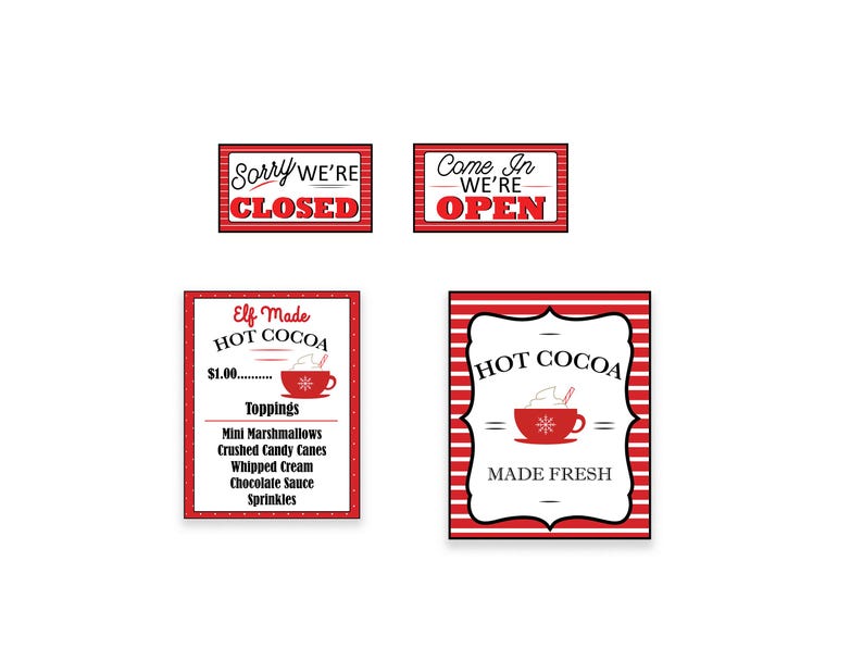Elf Hot Cocoa Stand, Elf Christmas Props, Printable Elf Hot Cocoa Booth ...