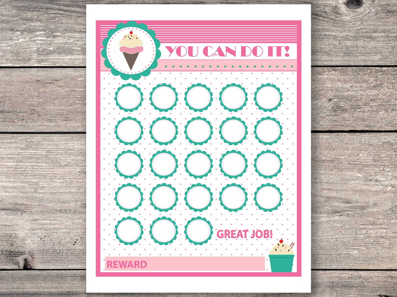 Ice Cream Reward Chart, Kids Reward Chart, Sticker Chart, Ice Cream ...