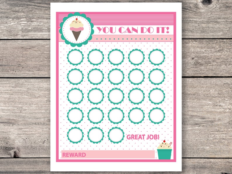 Ice Cream Reward Chart, Kids Reward Chart, Sticker Chart, Ice Cream ...