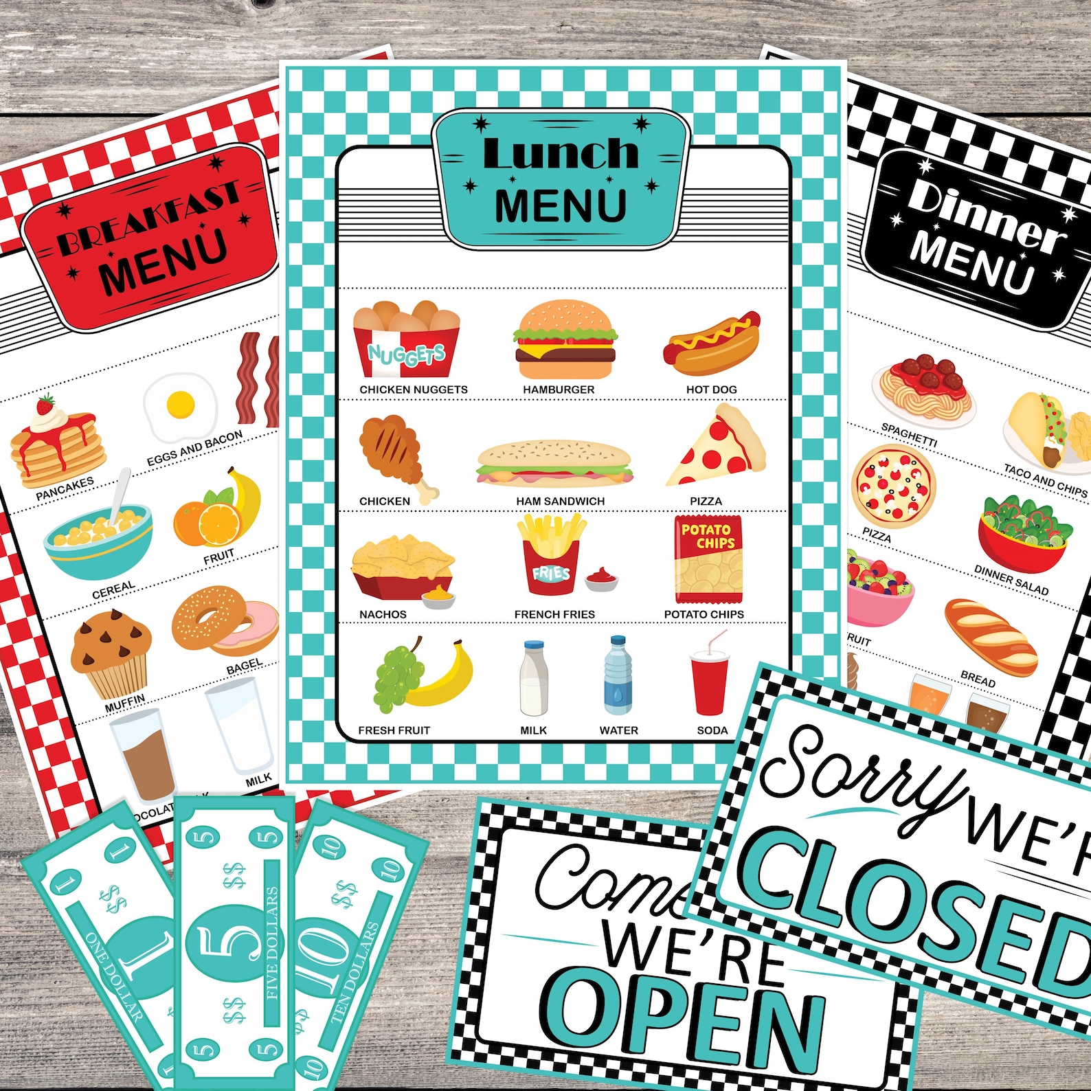 Pretend Play Menu Bundle, Pretend Play Kitchen, Pretend Play Restaurant ...