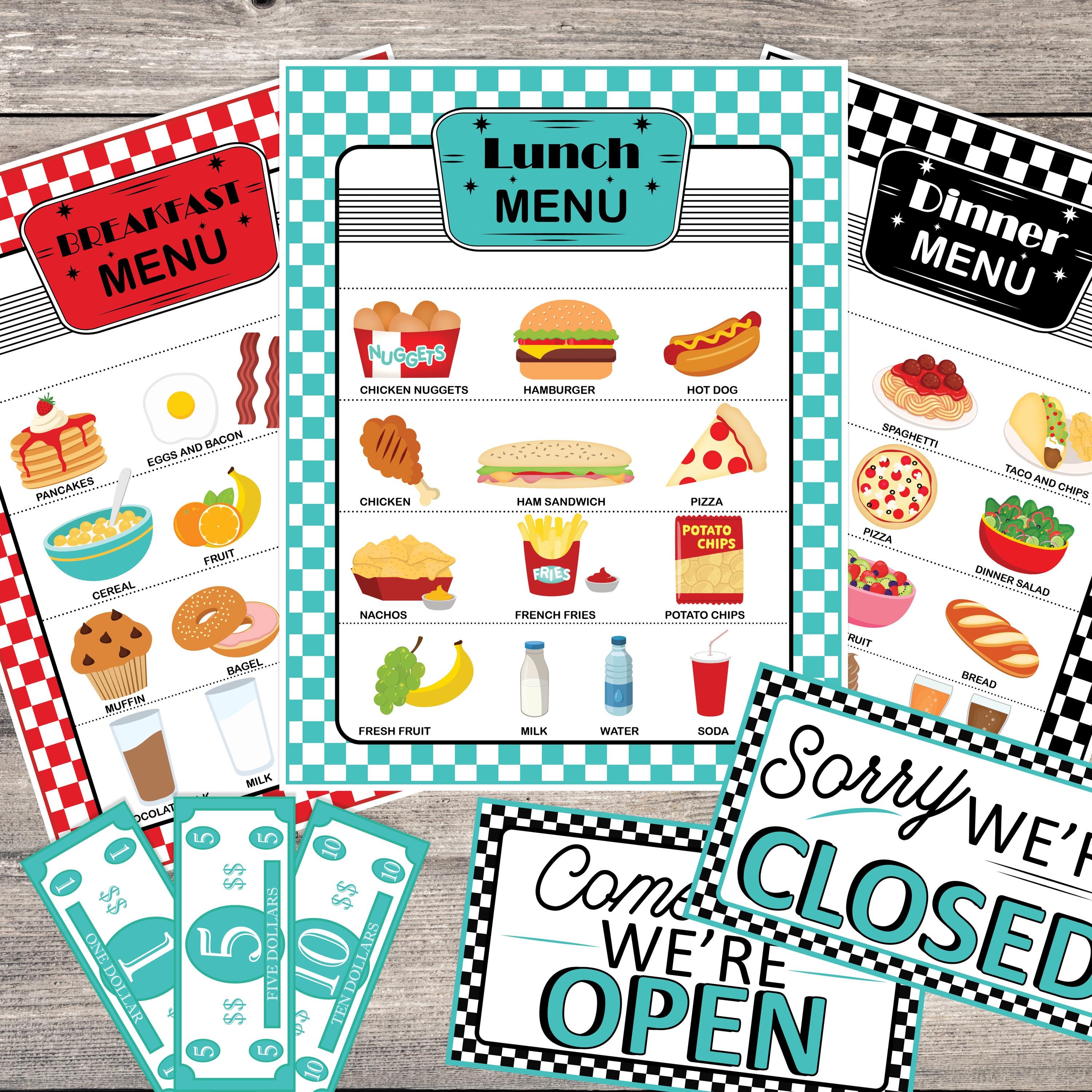 Pretend Play Menu Bundle, Pretend Play Kitchen, Pretend Play Restaurant ...