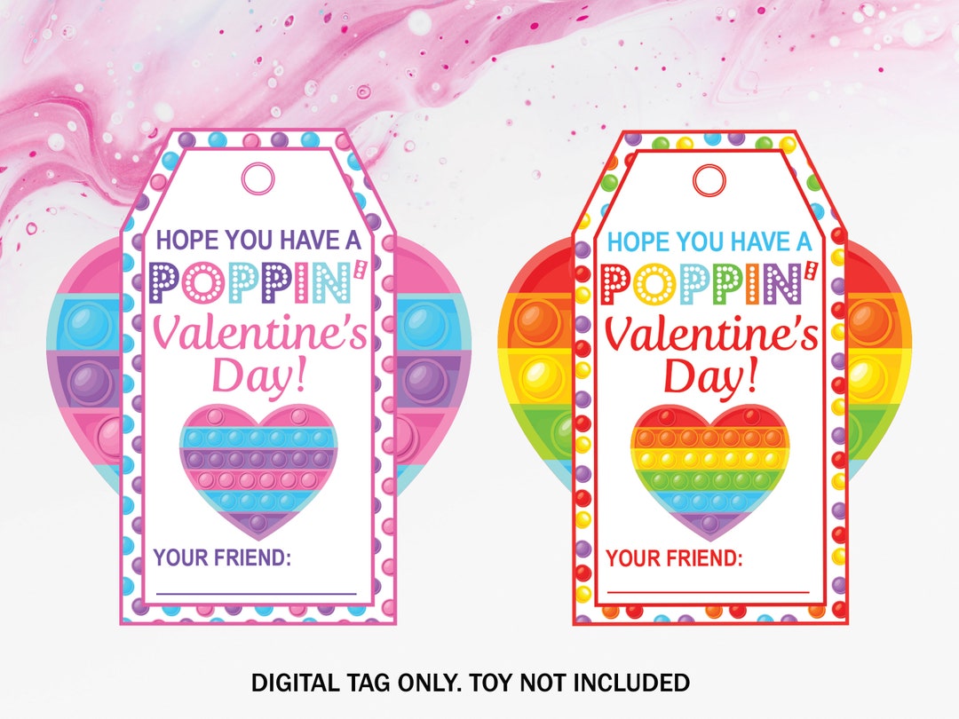 Valentine's Day Poppin Gift Tags, Classroom Valentines, Fidget Toy Gift ...