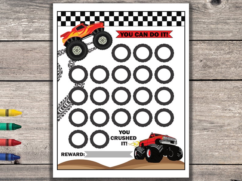 Monster Truck Reward Chart, Behavior Chart, Sticker Chart, Kids Chore ...