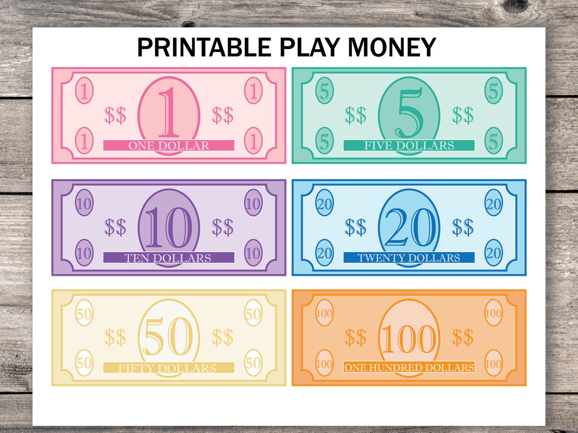 Printable Play Money, Pretend Play Money, Play Food Money, Learning ...