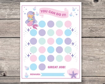 Printable Mermaid Reward Chart, Mermaid Sticker Chart, Kids Reward ...