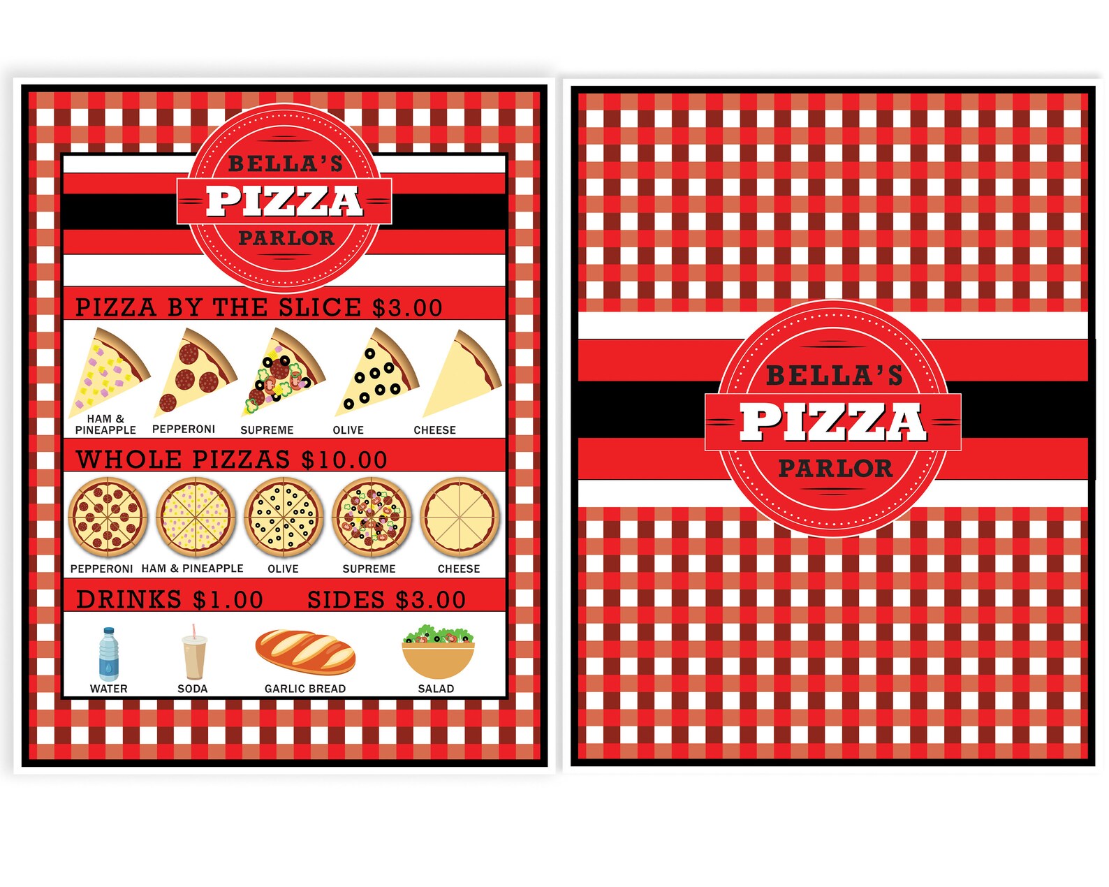 Personalized Pretend Play Pizza Menu, Pretend Pizza Parlor Menu ...