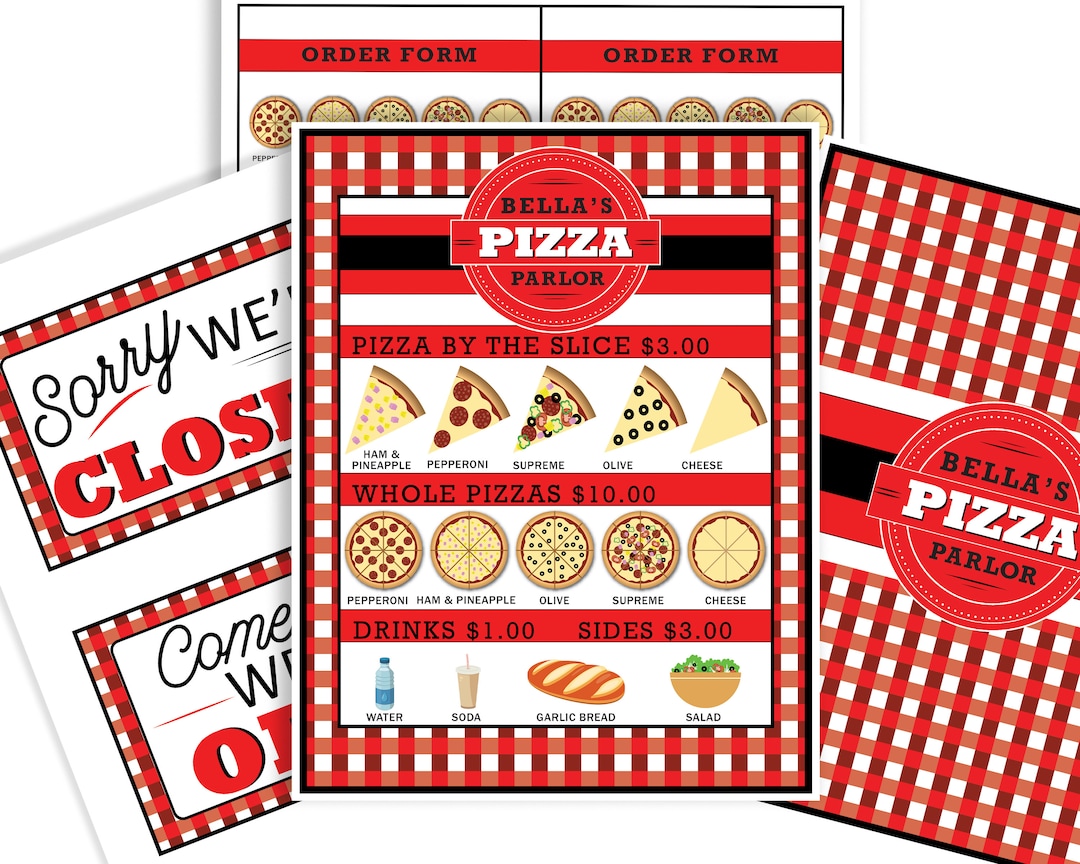Personalized Pretend Play Pizza Menu, Pretend Pizza Parlor Menu ...