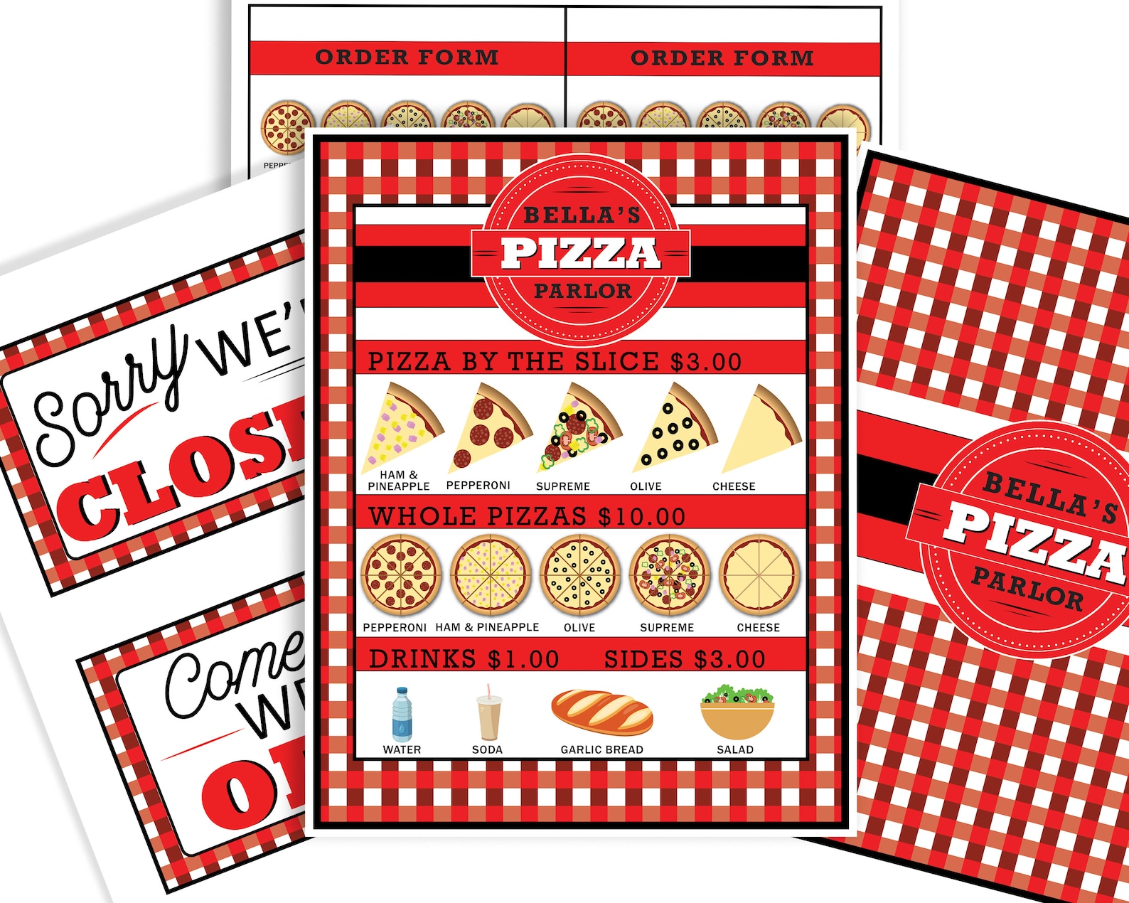 Personalized Pretend Play Pizza Menu, Pretend Pizza Parlor Menu ...