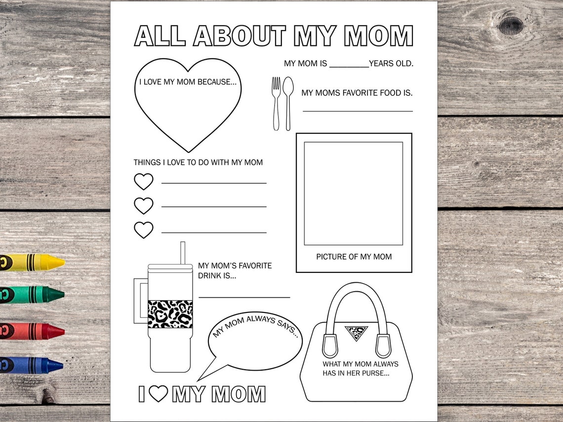 All About My Mom Printable, Gift for Mom From Kid, Mother's Day ...