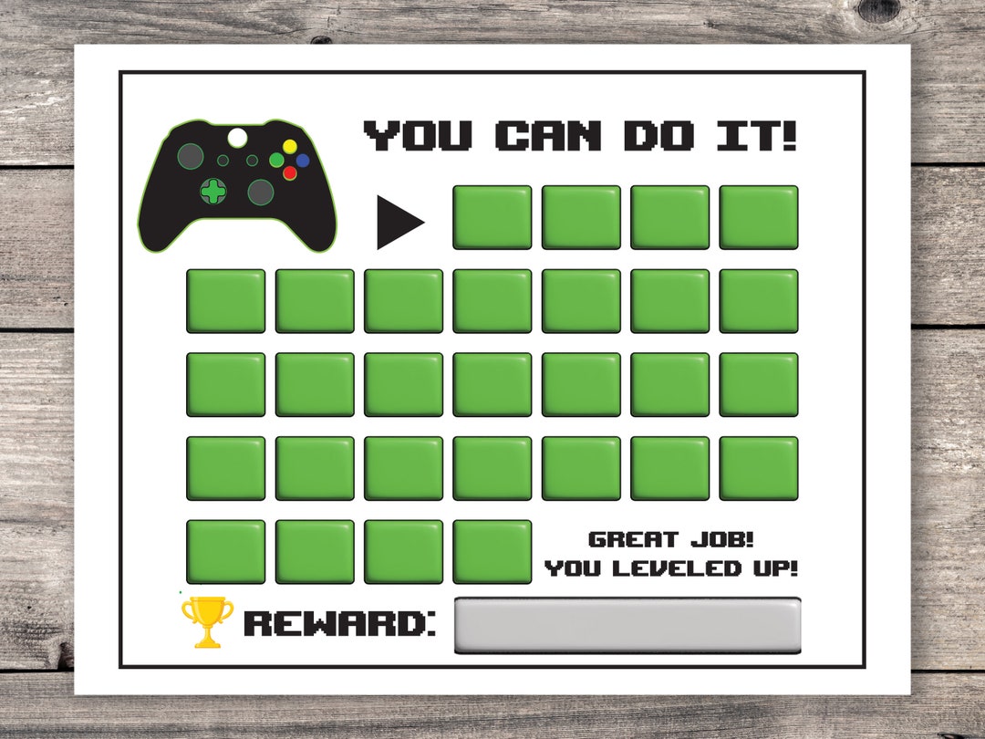 Video Game Reward Chart, Video Game Behavior Chart, Video Game Goal ...