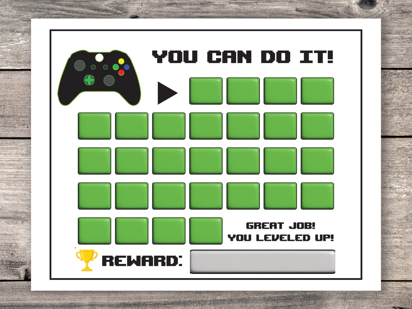 Video Game Reward Chart, Video Game Behavior Chart, Video Game Goal ...