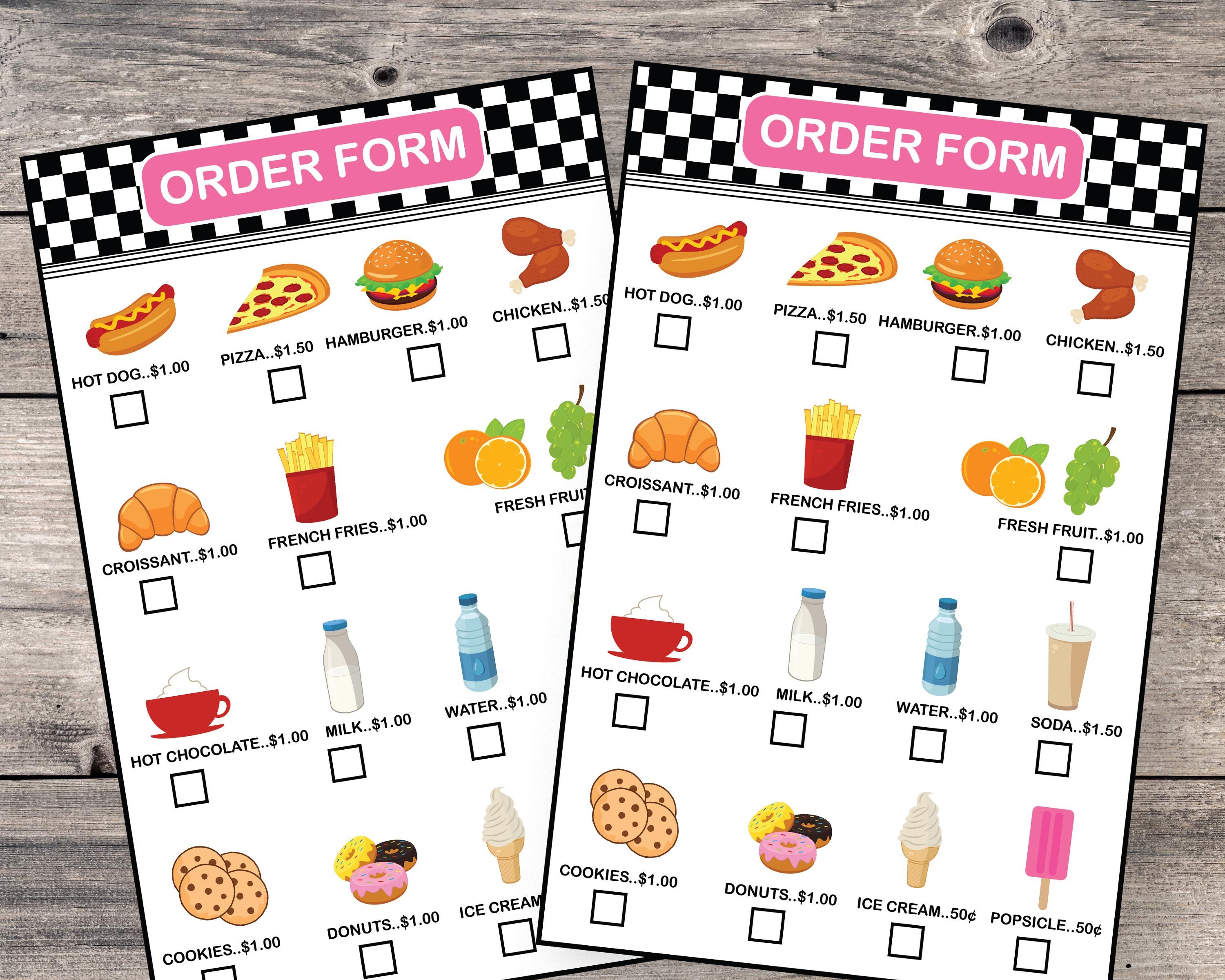 Personalized Pretend Play Diner Menu, Pretend Retro Restaurant Menu ...