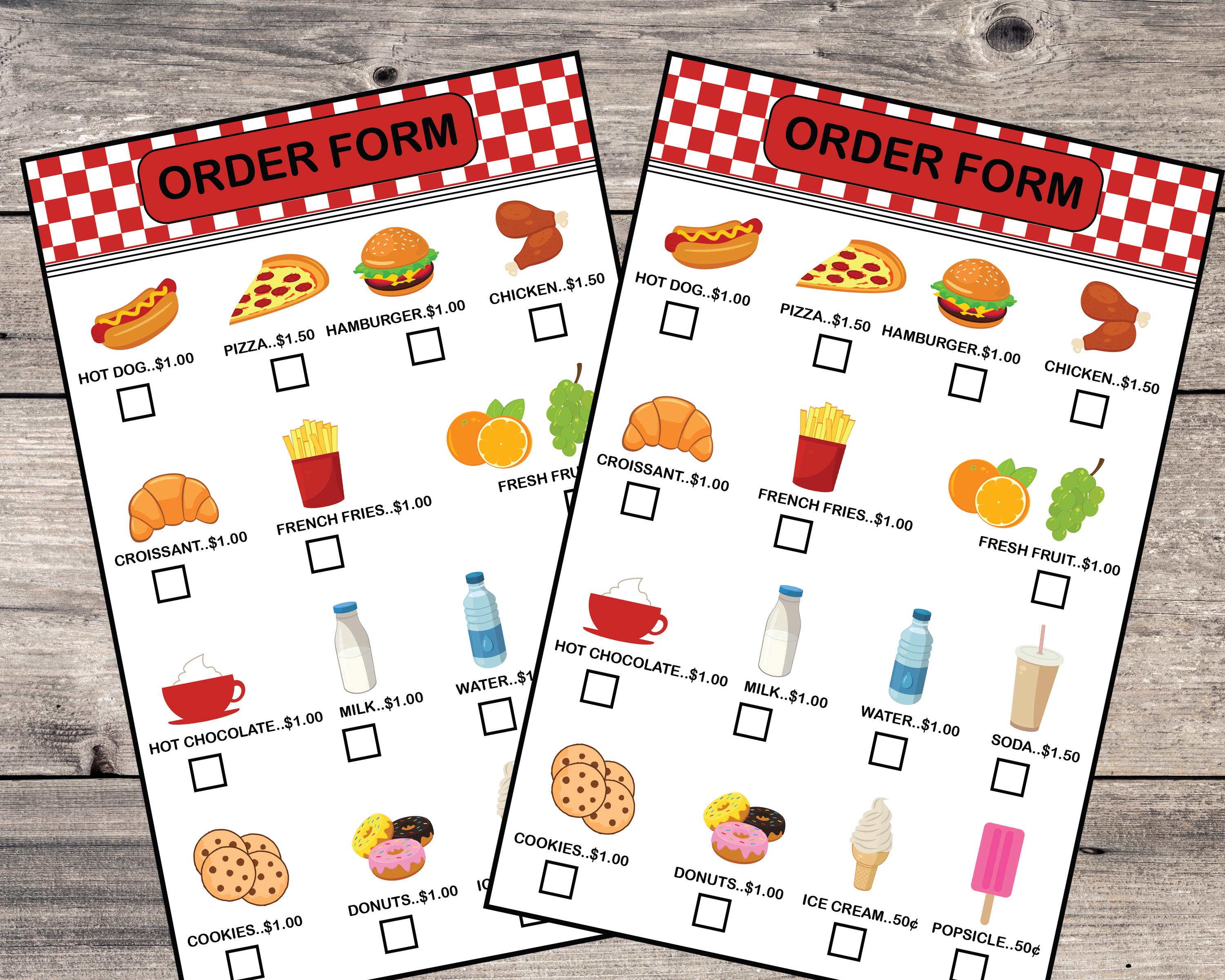 Personalized Pretend Play Diner Menu, Red Pretend Retro Restaurant Menu ...
