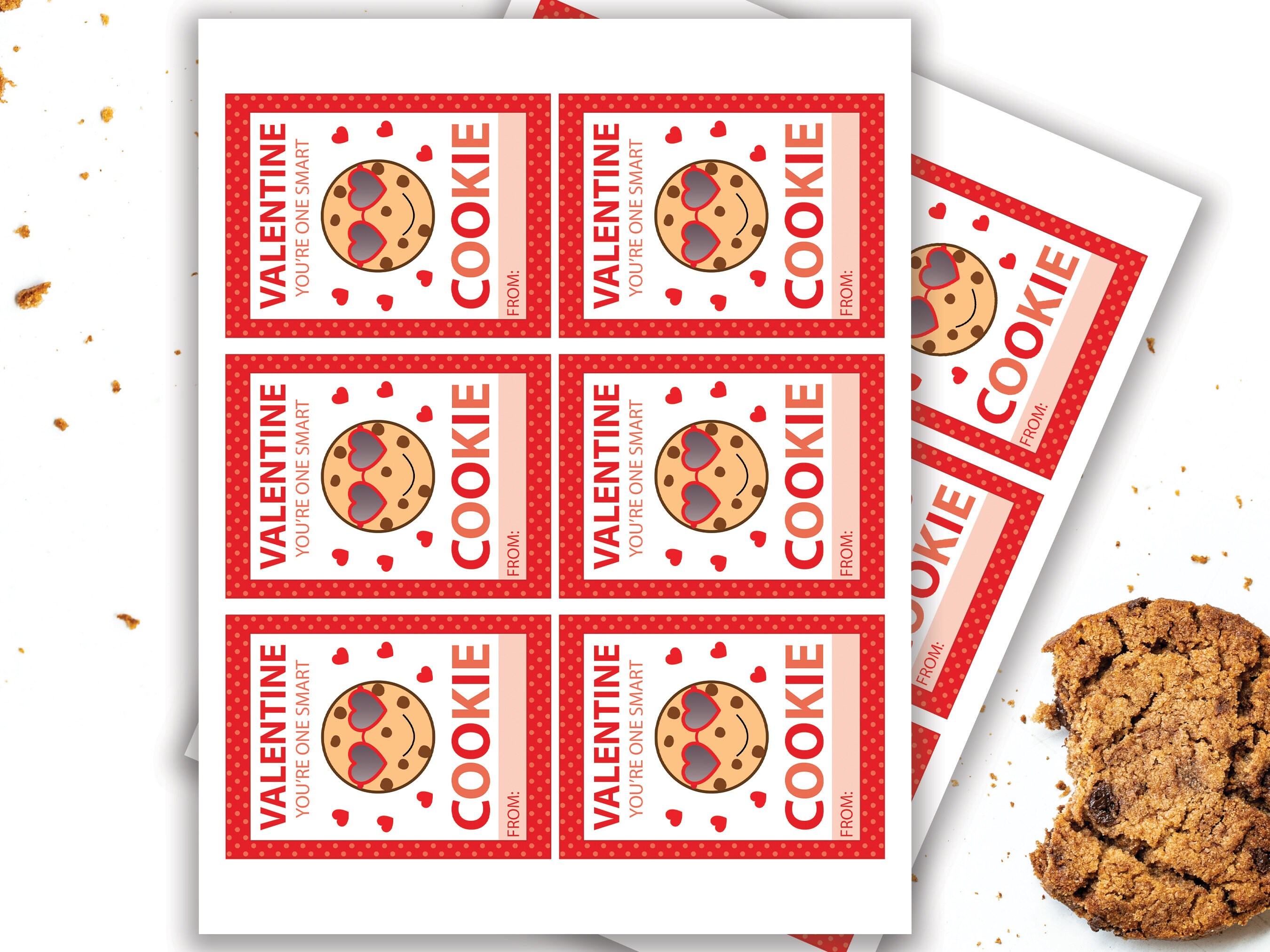 Valentine's Day Cookie Tags, Classroom Valentines, Valentines Cookie ...
