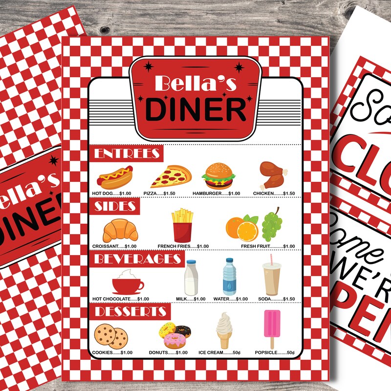 Retro Diner Kid Menu - Etsy