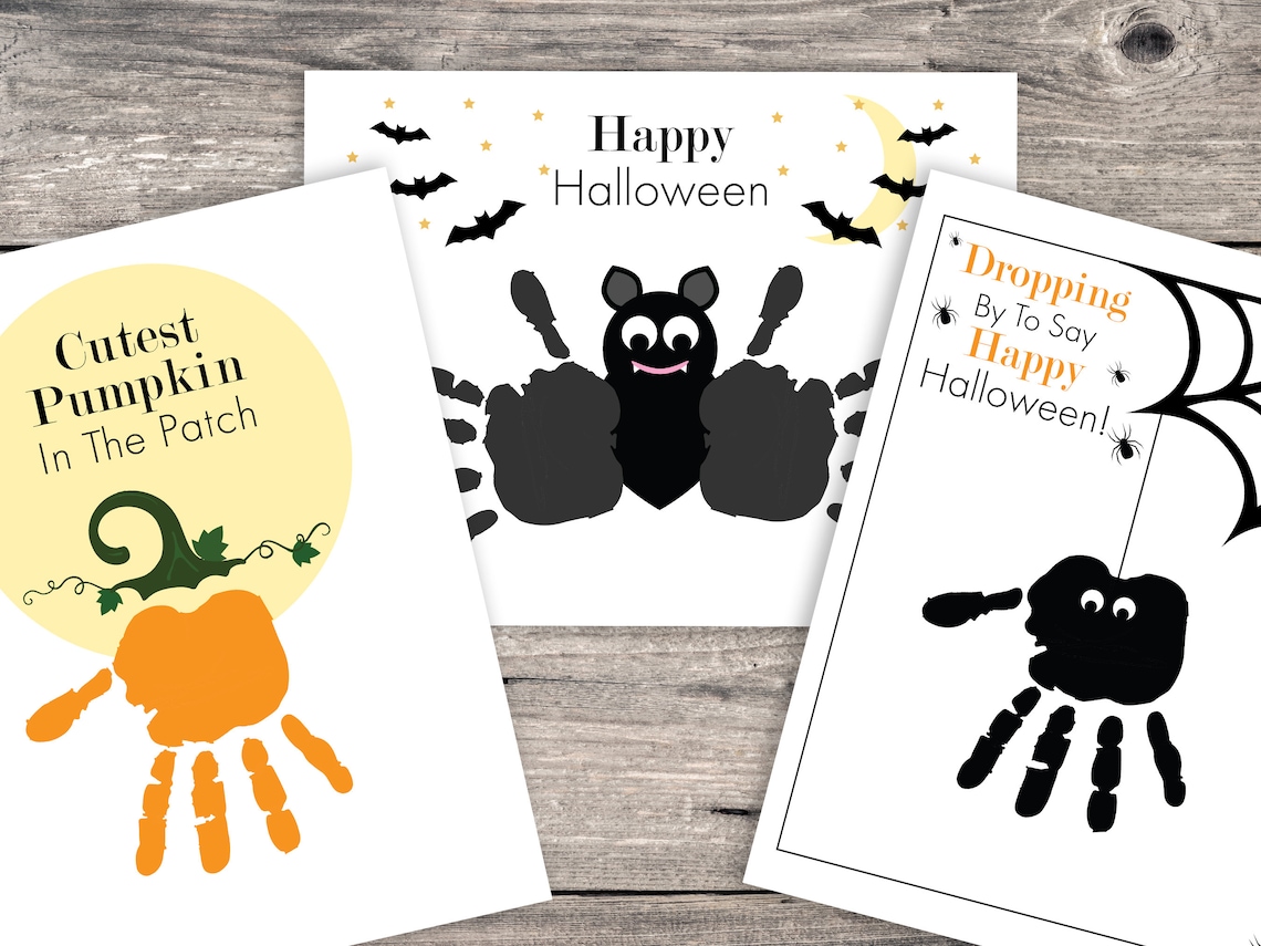 Halloween Handprint Art, Pumpkin Handprint, Spider Handprint, Bat ...