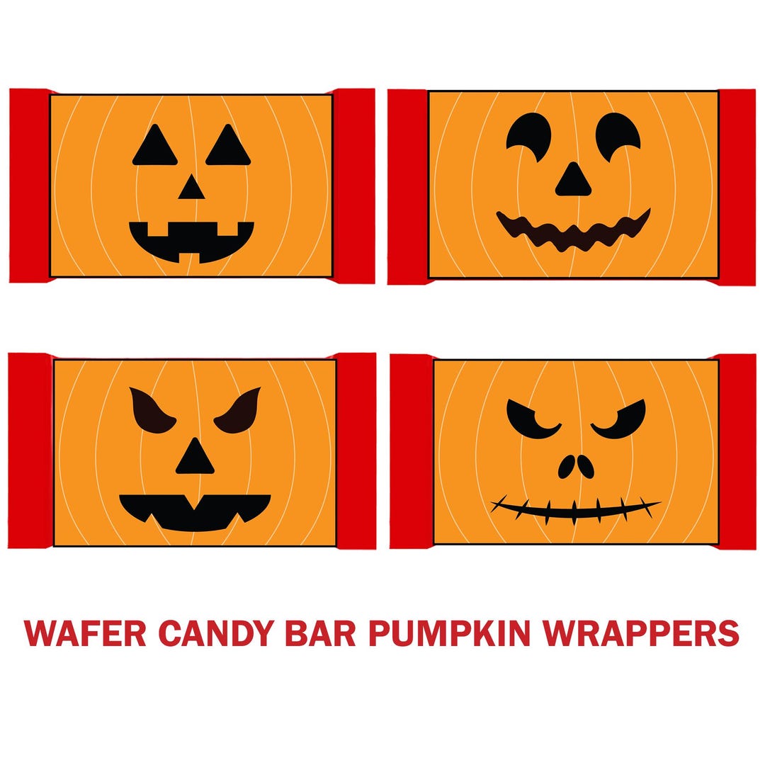 Pumpkin Chocolate Wafer Wrapper, Halloween Candy Bar Wrapper, Halloween ...