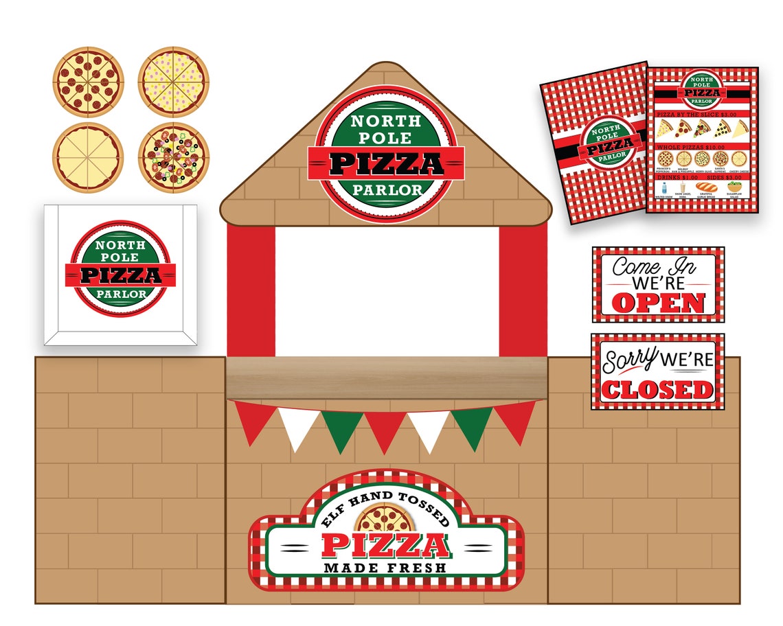 Elf Pizza Stand Printable, Elf Pizza Kit, Elf Christmas Props, Elf ...