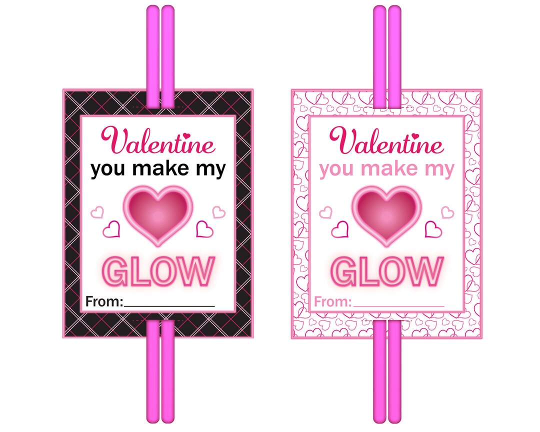 Valentine You Make My Heart Glow, Valentine Glow Stick Digital Tag ...