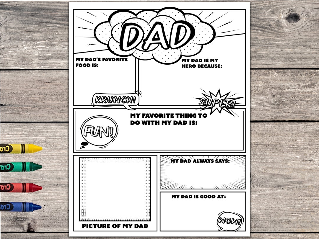 Father's Day All About Dad Fill in the Blank, Father's Day Card From ...