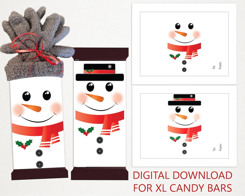 XL Snowman Candy Bar Wrappers, Christmas Candy Wrappers, Christmas ...