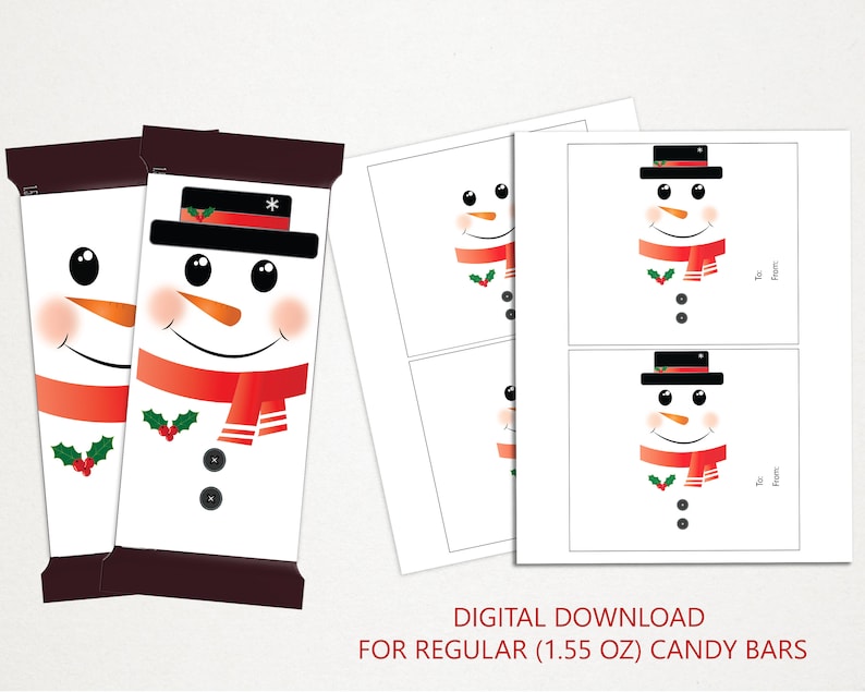 Snowman Candy Bar Wrappers, Christmas Candy Wrappers, Christmas Favors ...