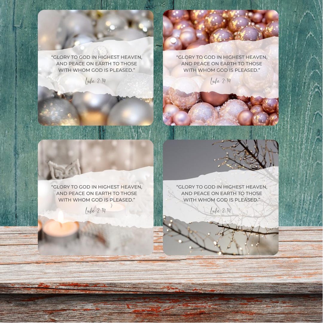 Luke 2:14 Christian Coasters – Handmade Christmas Decor, Set of 4 - Etsy
