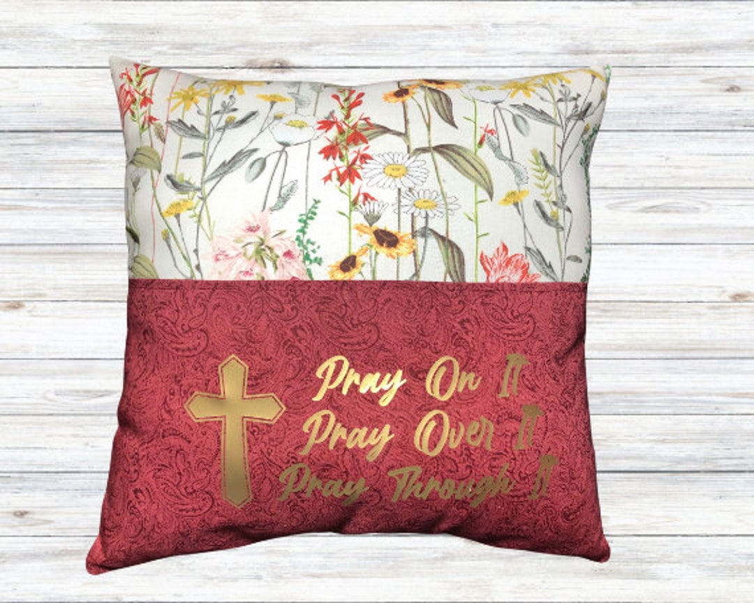 Wildflower Prayer Pillow With Prayer Intention Pocket, Decorated Cross ...