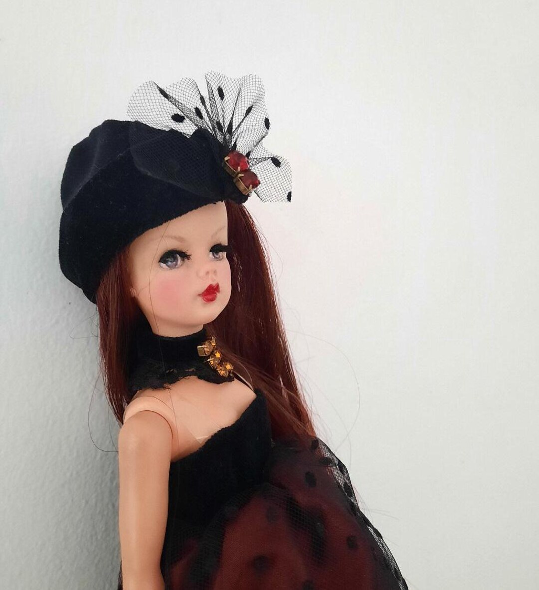 Tammy Ideal Doll, OOAK. BS12 -2 Customized Art Doll, Rerooted. Taffeta - Velvet Dress , Hat ...