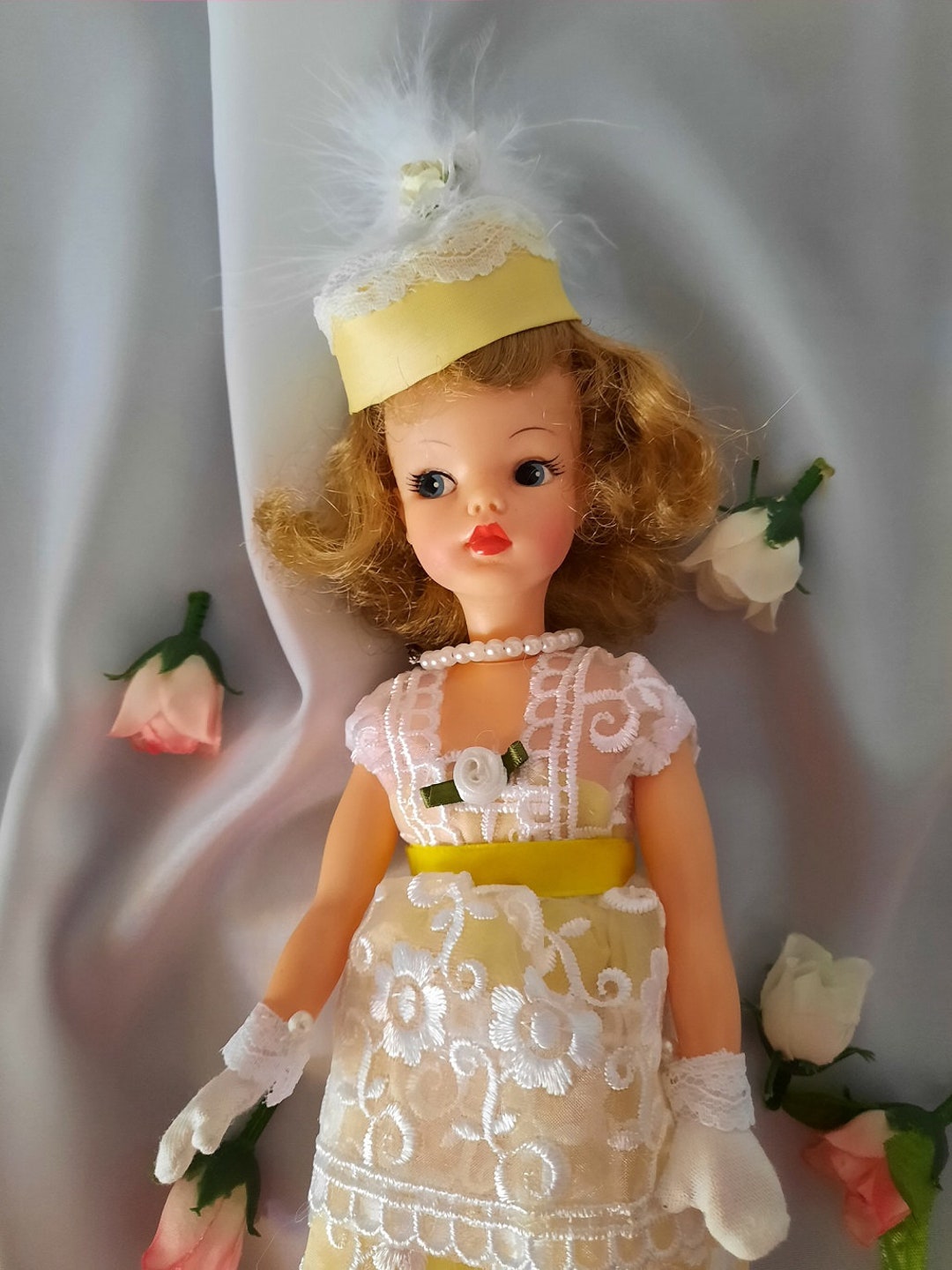 Tammy Doll Ideal BS12-4, 1960 Blonde Collectible , Art Doll, 12 Inch. With Lace Dress, Hat ...
