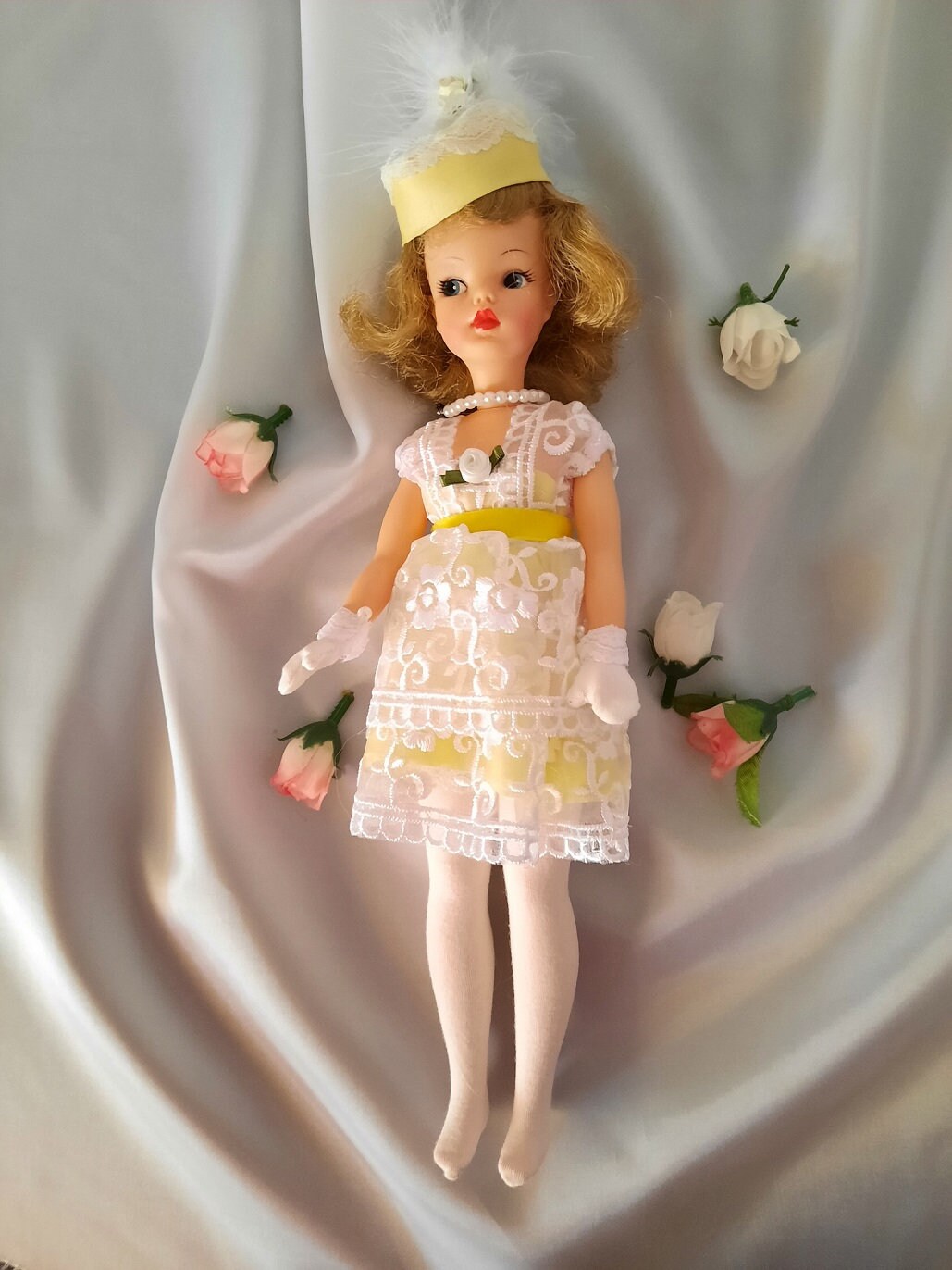 Tammy Doll Ideal BS12-4, 1960 Blonde Collectible , Art Doll, 12 Inch. With Lace Dress, Hat ...