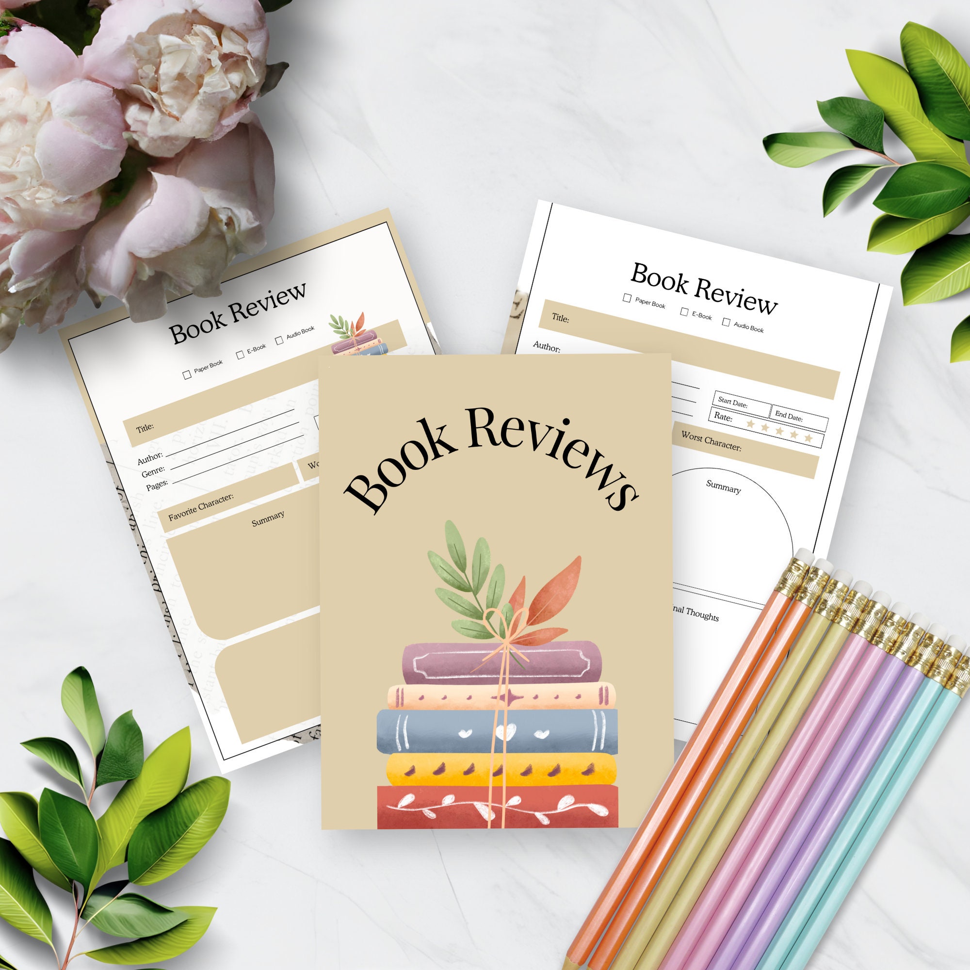 Printable Book Review Book Review Log Reading Journal Book Tracker Book ...