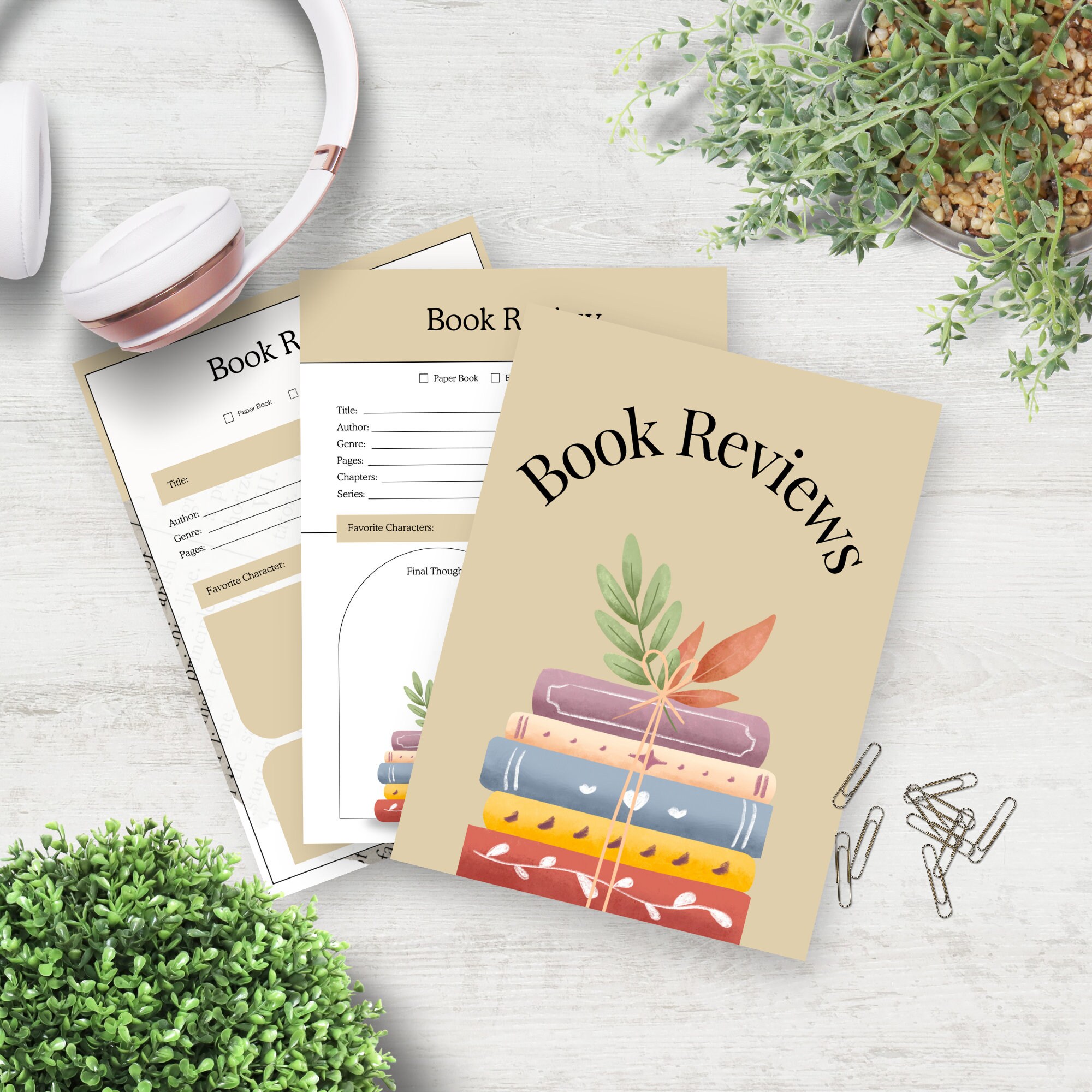 Printable Book Review | Book Review Log | Reading Journal | Book ...