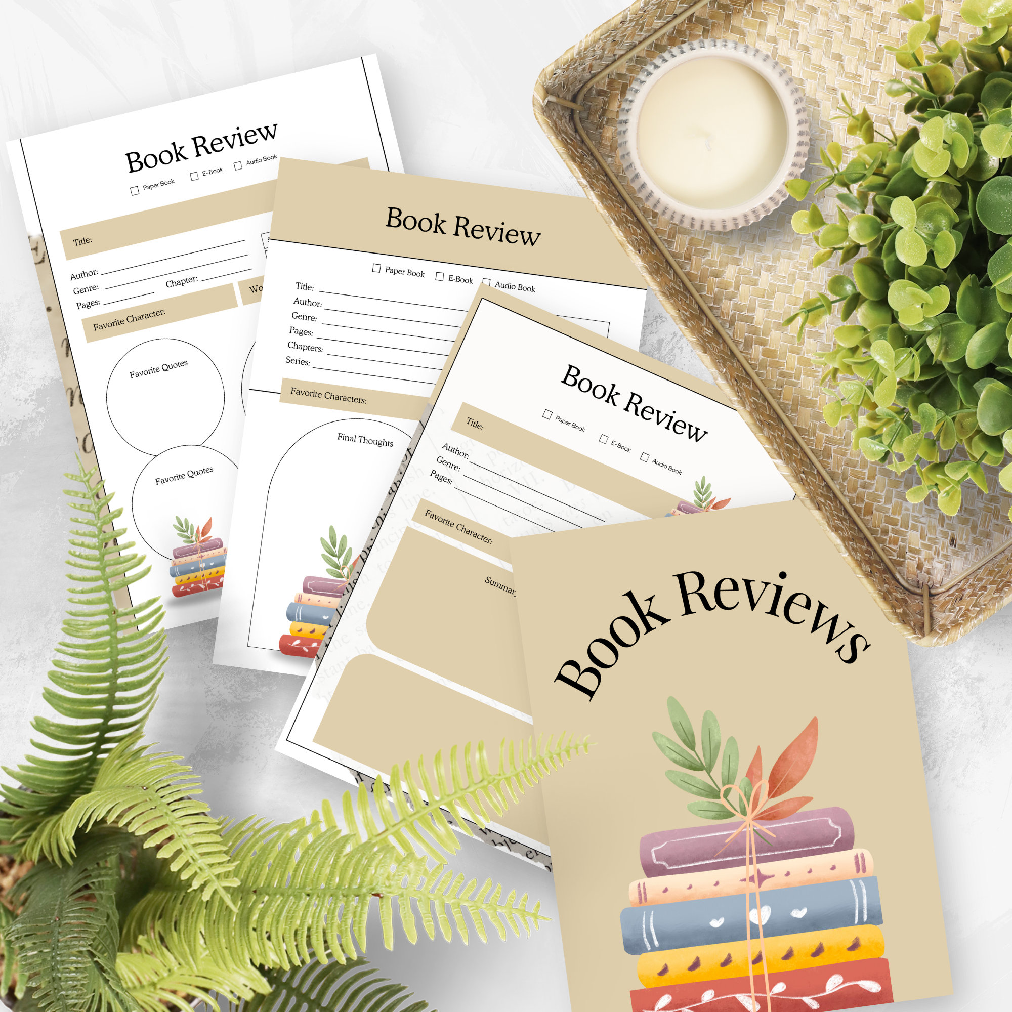 Printable Book Review Book Review Log Reading Journal Book Tracker Book ...