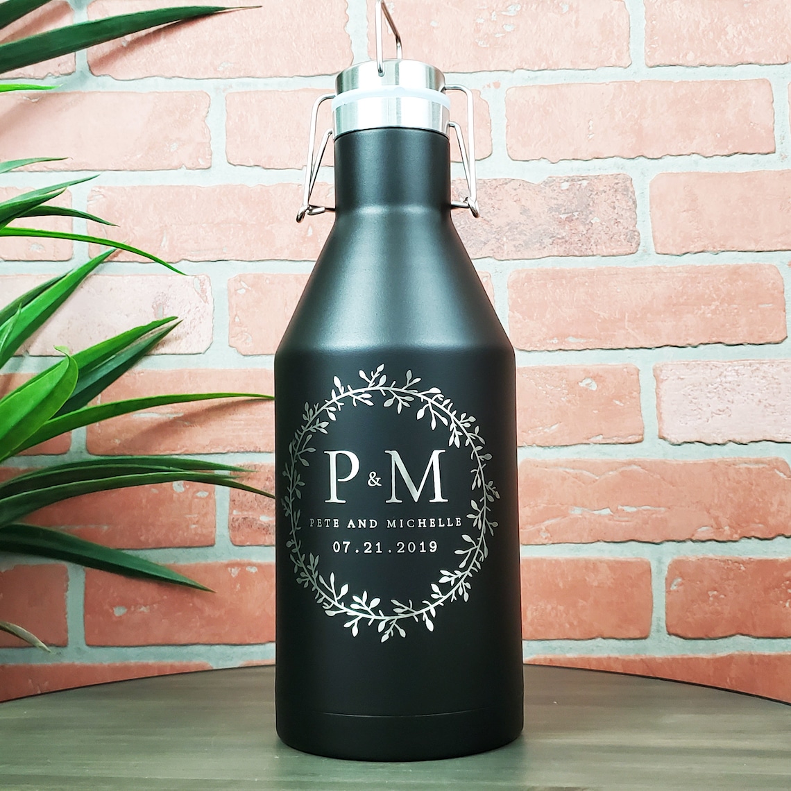 Personalized Floral Wedding Growler Gift Monogram Initials - Etsy