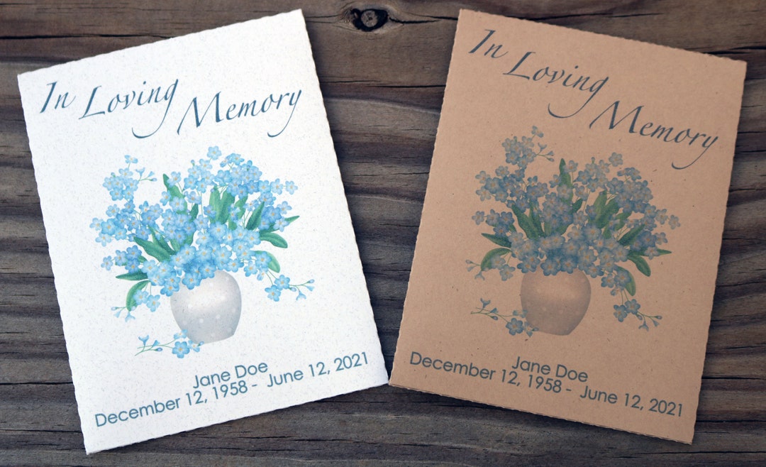 Seed Packet Favors- in Loving Memory Forget Me Not Vase - Flower ...